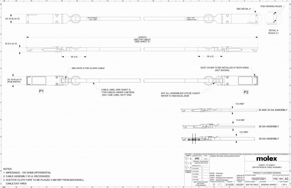 100297 series product drawing, sheet 1