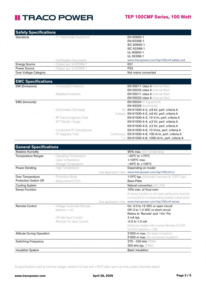 TEP 100CMF datasheet page 3