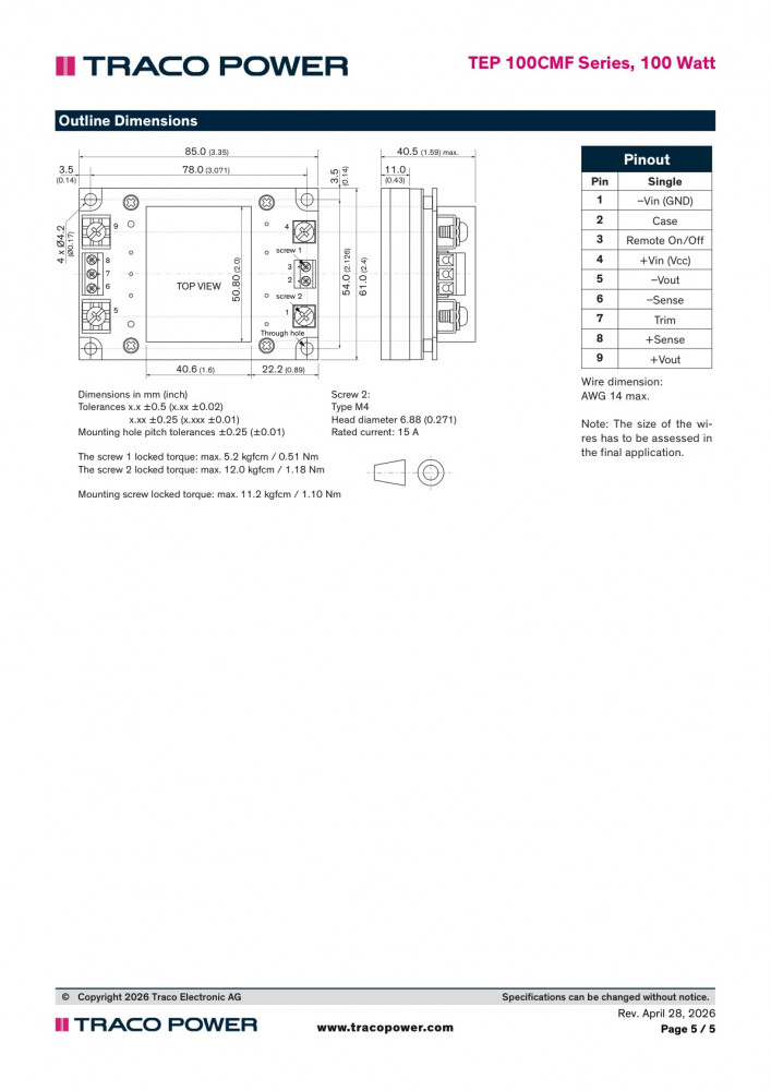TEP 100CMF datasheet page 5
