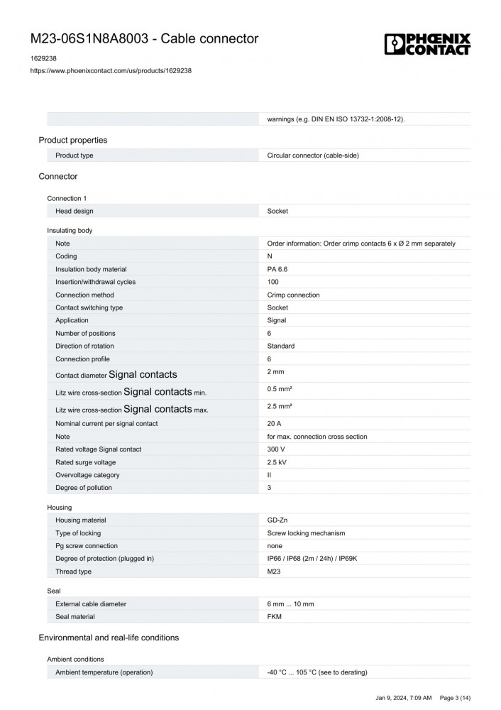 Phoenix Contact 1629238 technical document page 3
