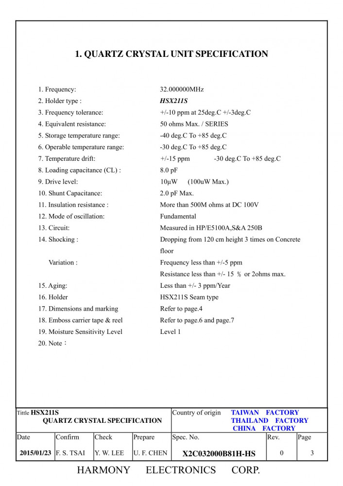 X2C032000B81H-HS specification page 3