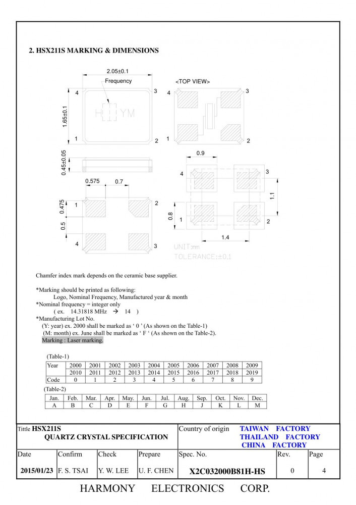 X2C032000B81H-HS specification page 4