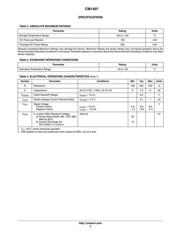 CM1407 datasheet page 3