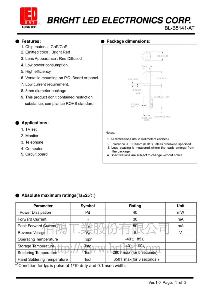 BL-B5141-AT datasheet page 2