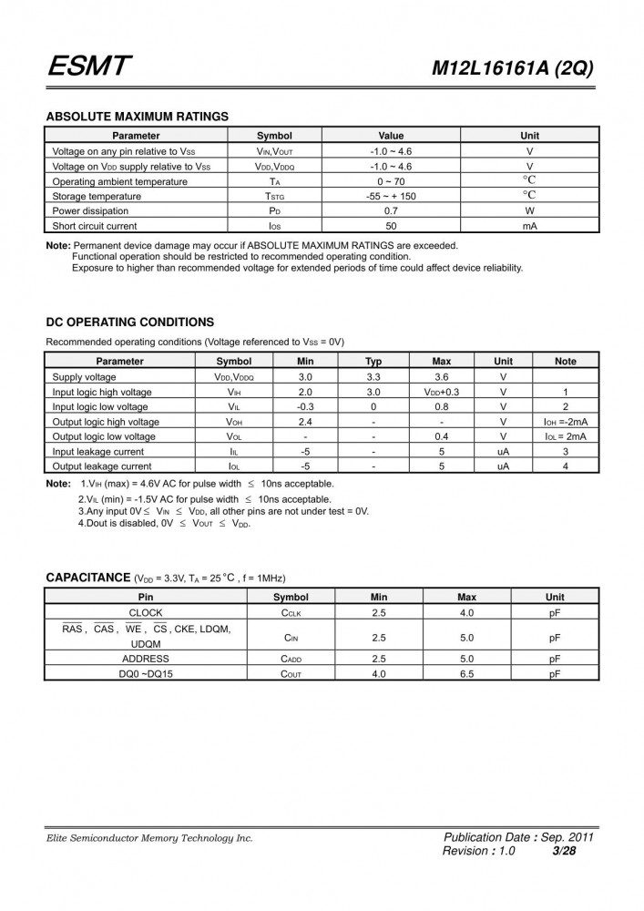 M12L16161A datasheet page 3