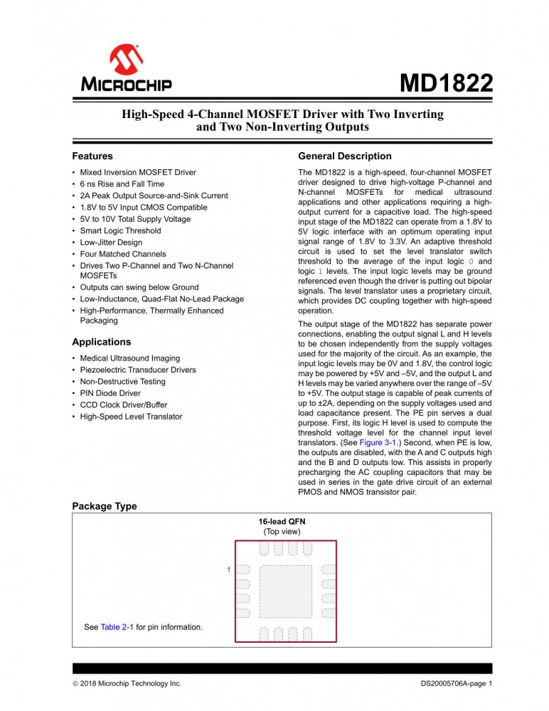 MD1822 datasheet page 1