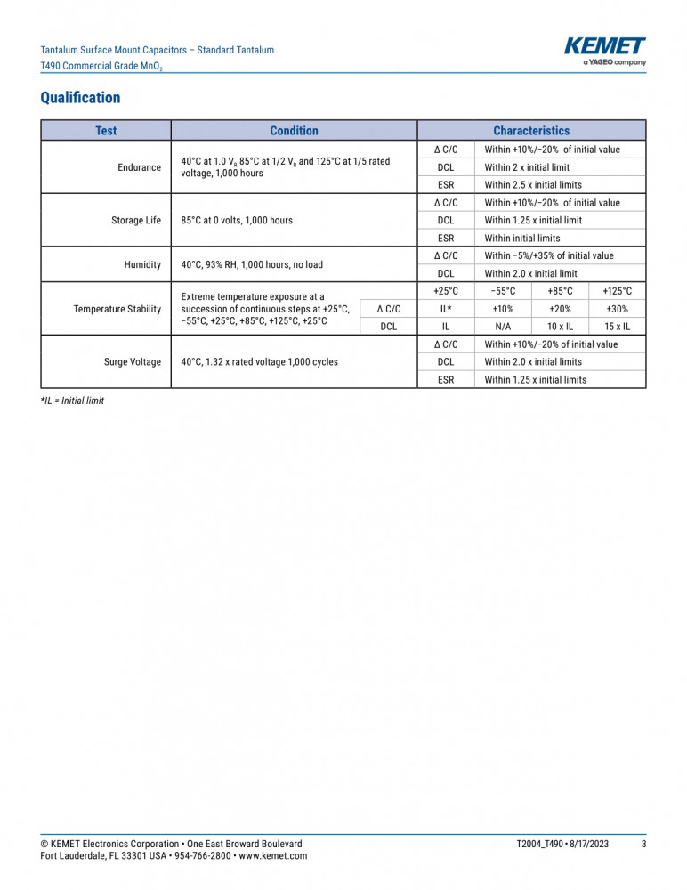KEMET T490 datasheet page 3