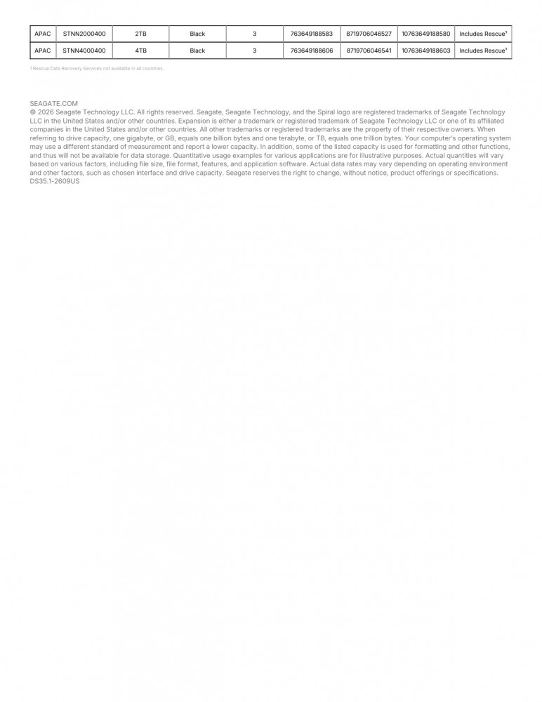 Seagate Expansion portable drive datasheet page 3