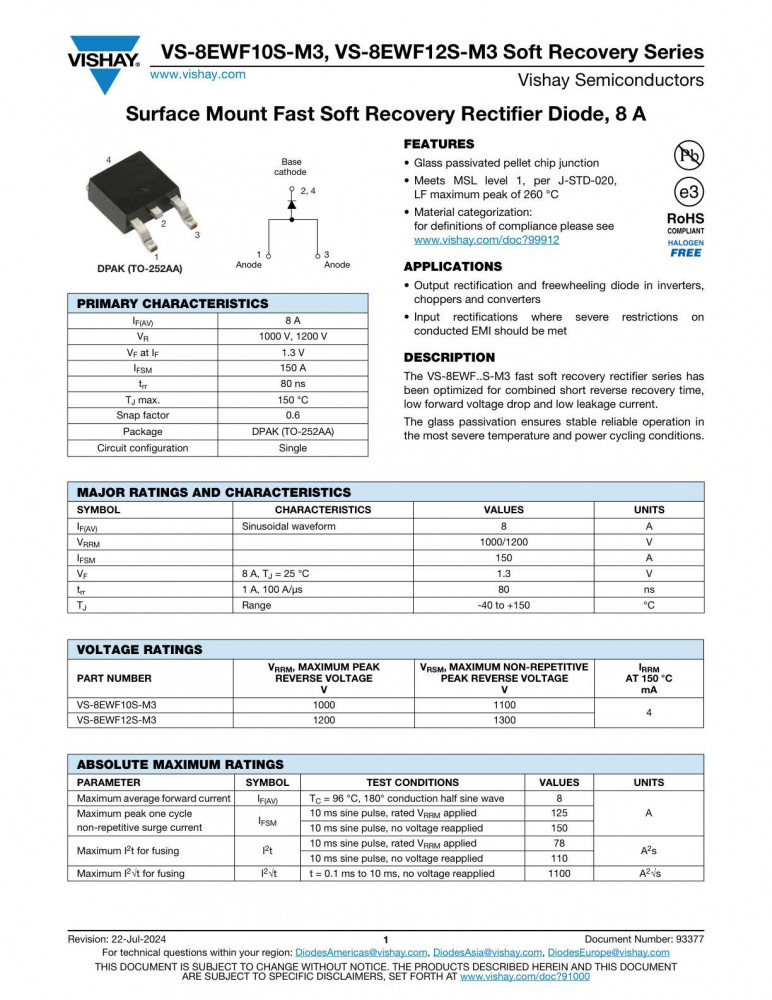 VS-8EWF series datasheet page 1