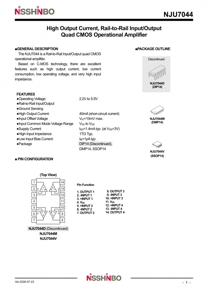 NJU7044 datasheet preview, page 1