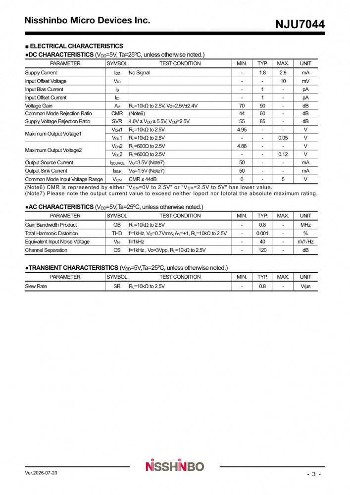 NJU7044 datasheet preview, page 3