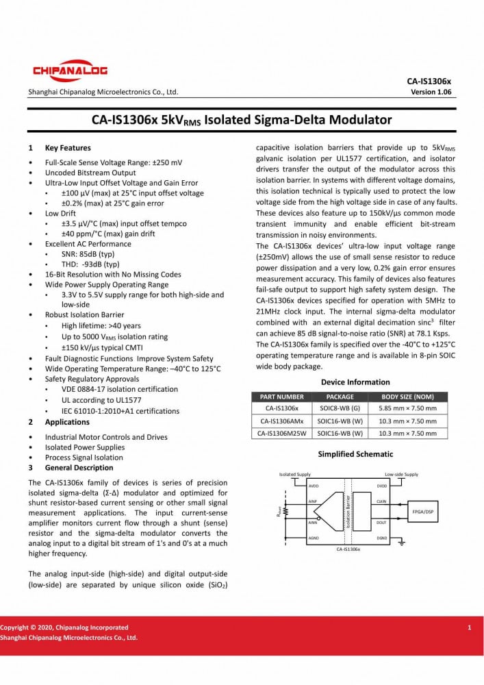 CA-IS1306M25W datasheet page 1