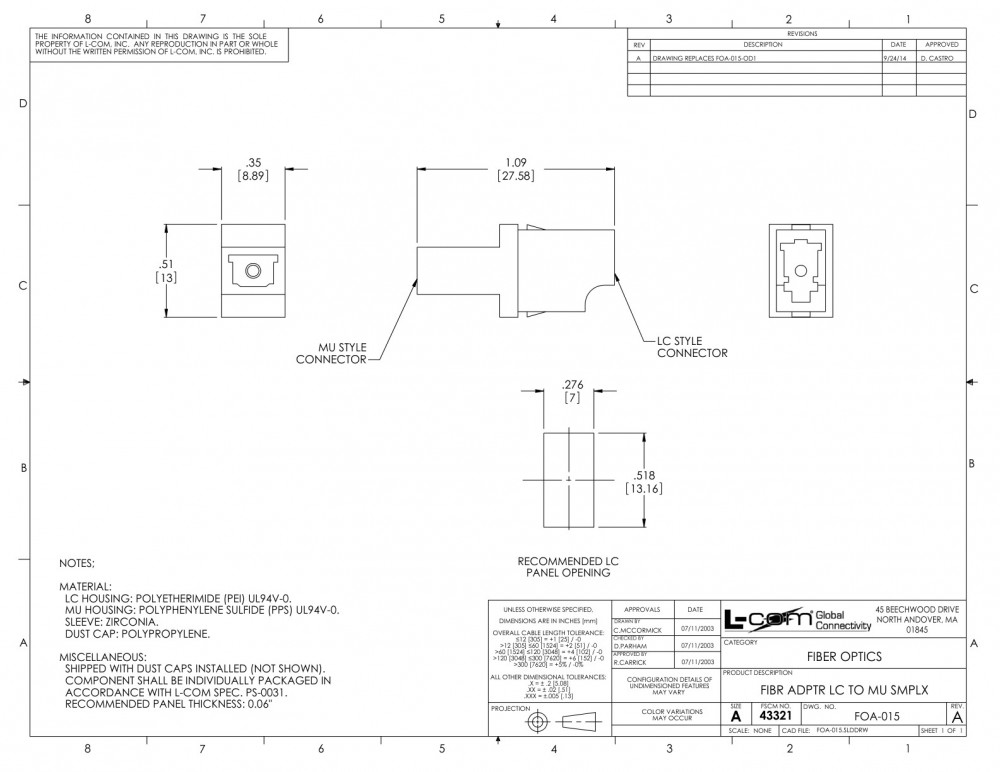 L-com FOA-015 technical document preview