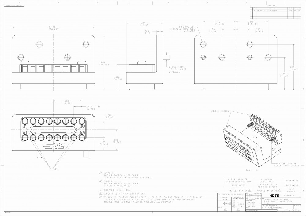 TE Connectivity 2828392-2 controlled drawing page 1