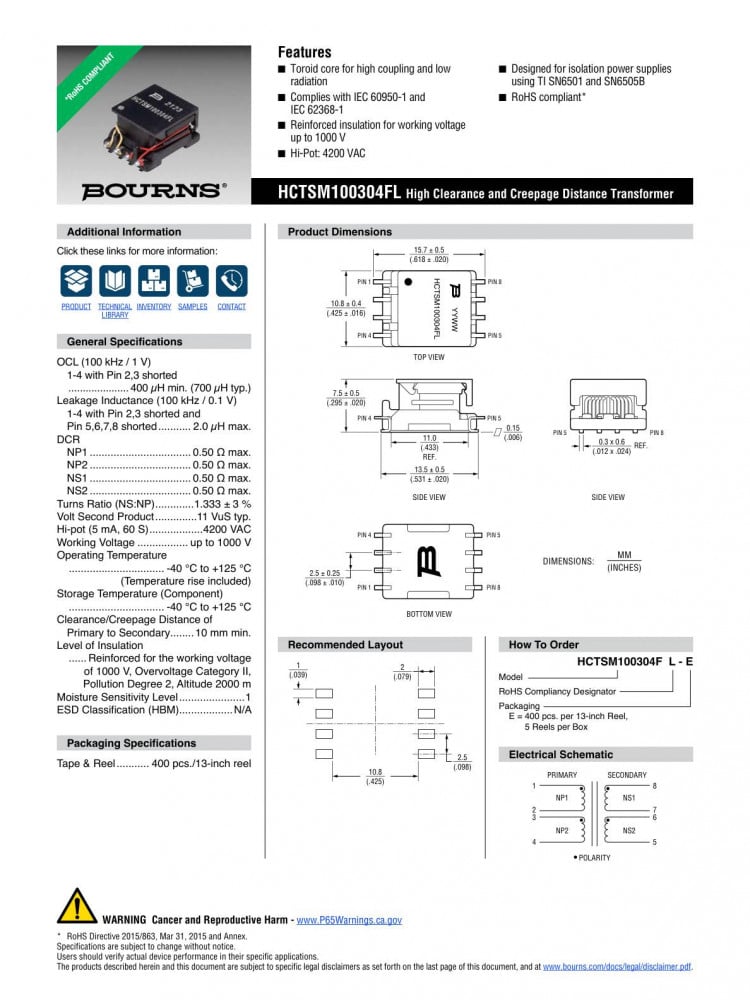 HCTSM100304FL-E datasheet page 1