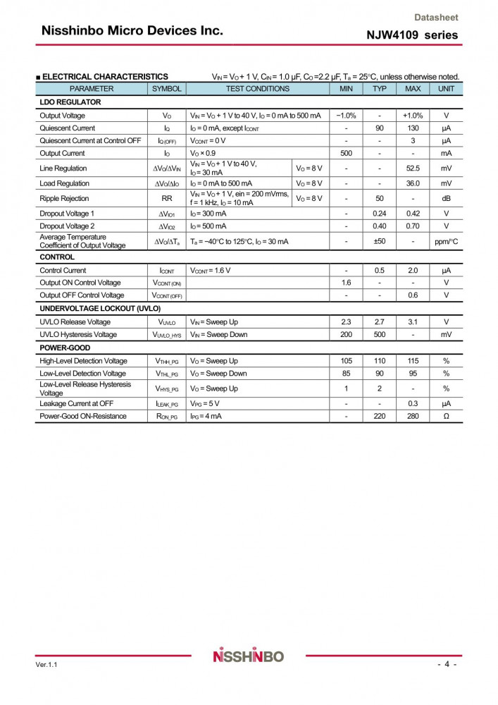 NJW4109 datasheet page 4