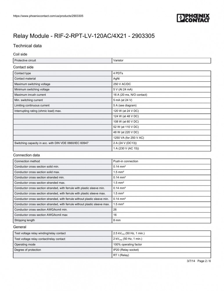Phoenix Contact 2903305 technical document page 2