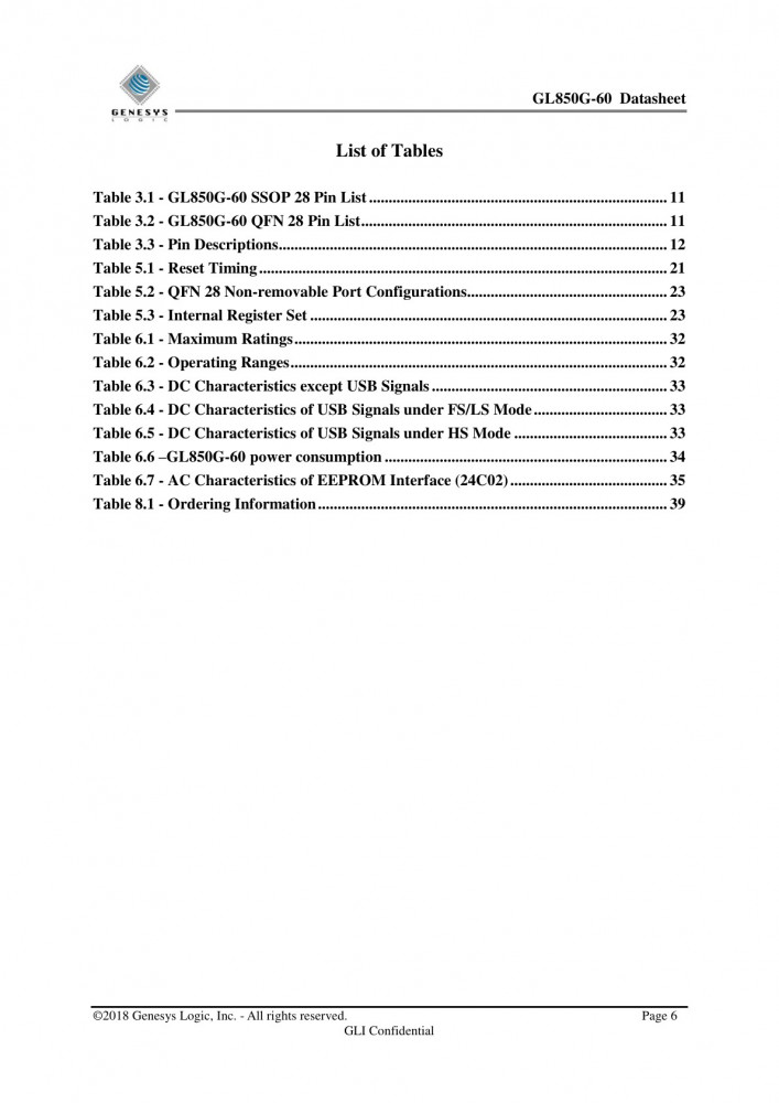 GL850G-HHY60 datasheet page 6
