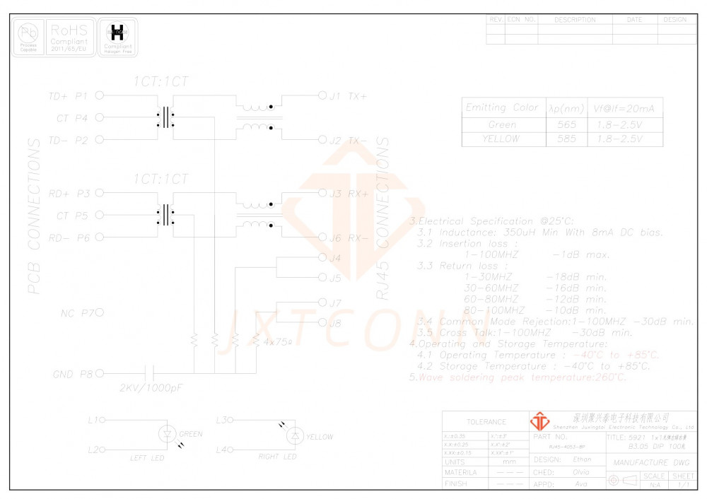 RJ45-4053-8P technical drawing page 2