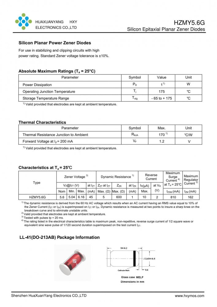 HZMY5.6G datasheet page 1