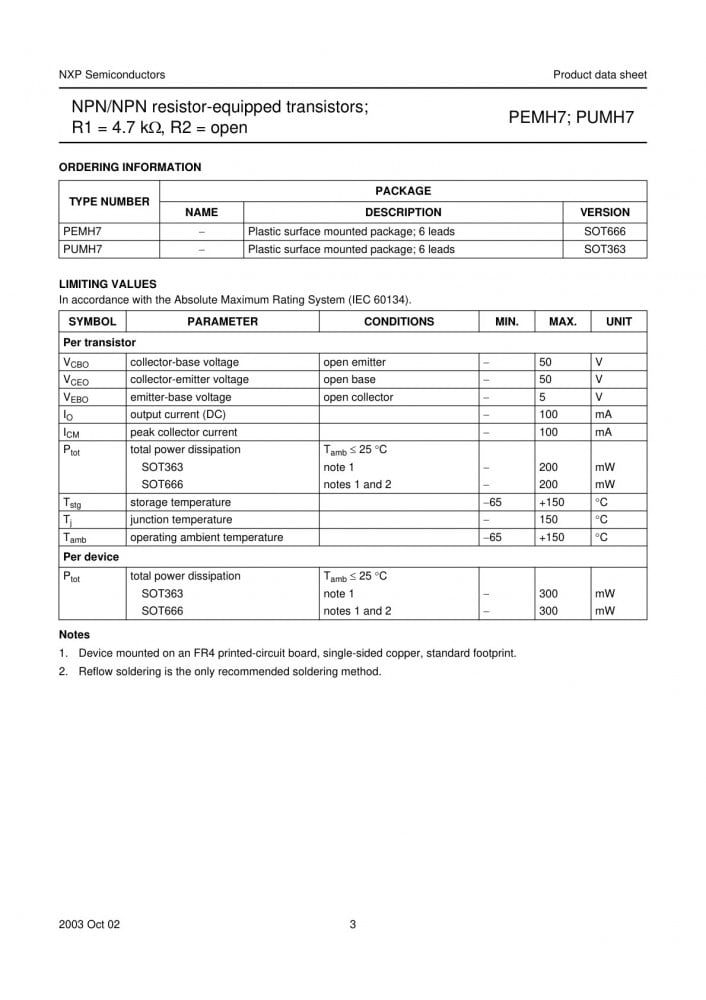 PUMH7 datasheet page 4