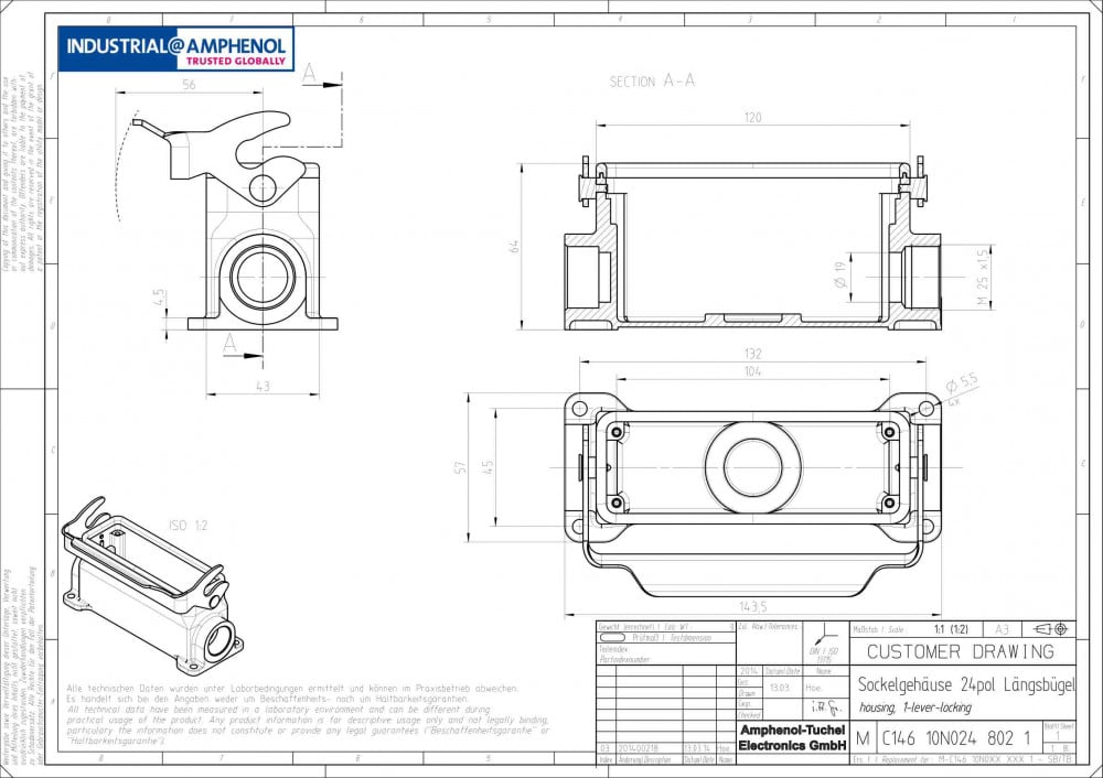 Amphenol C14610N0248021 customer drawing