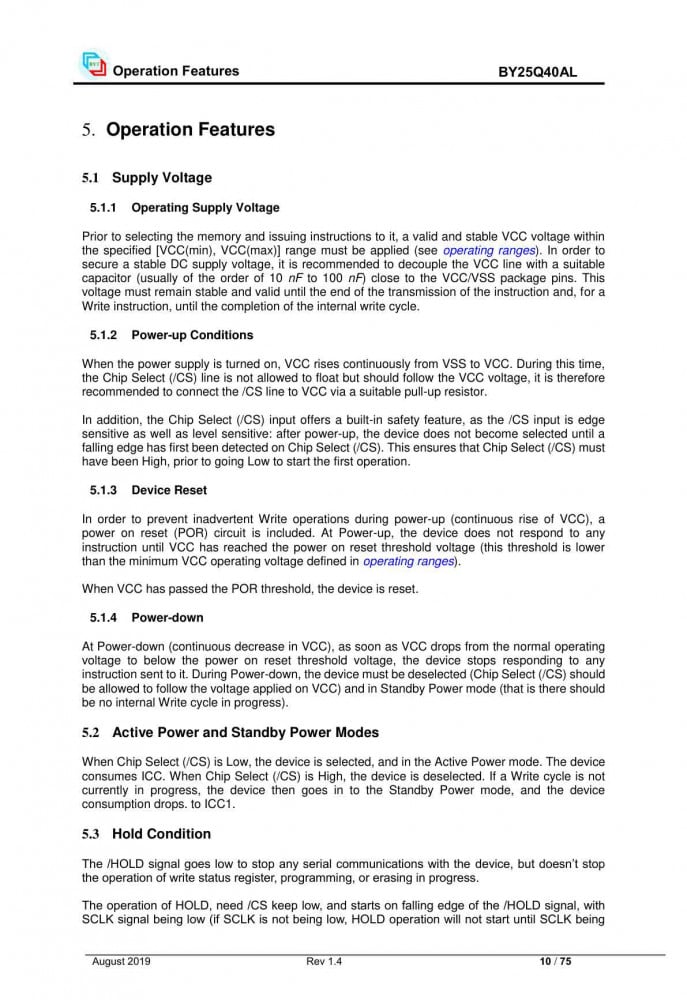 BY25Q40ALUIG(R) datasheet page 10
