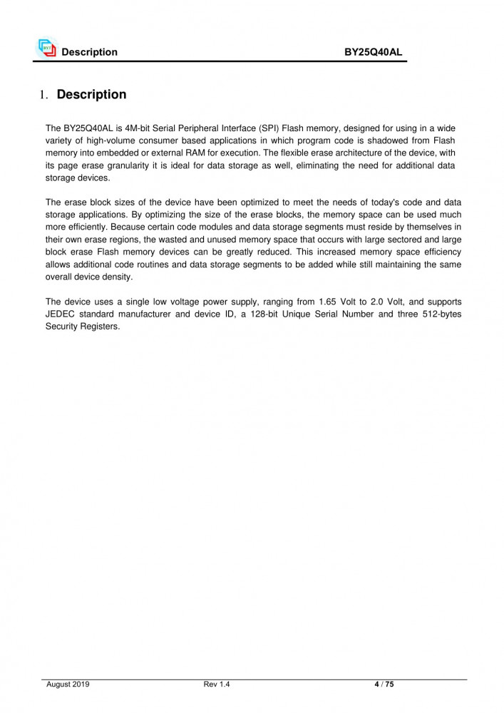 BY25Q40ALUIG(R) datasheet page 4