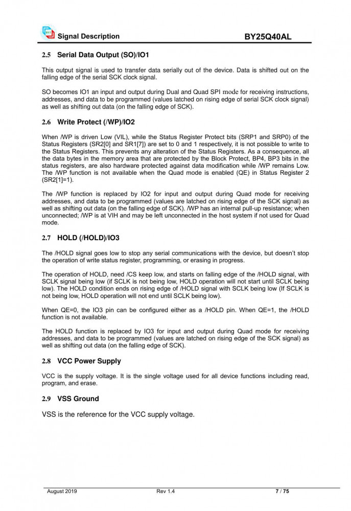 BY25Q40ALUIG(R) datasheet page 7