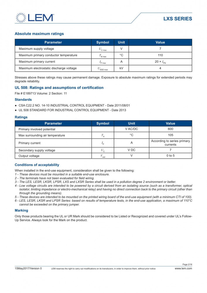 LXS 6-NPS datasheet page 2