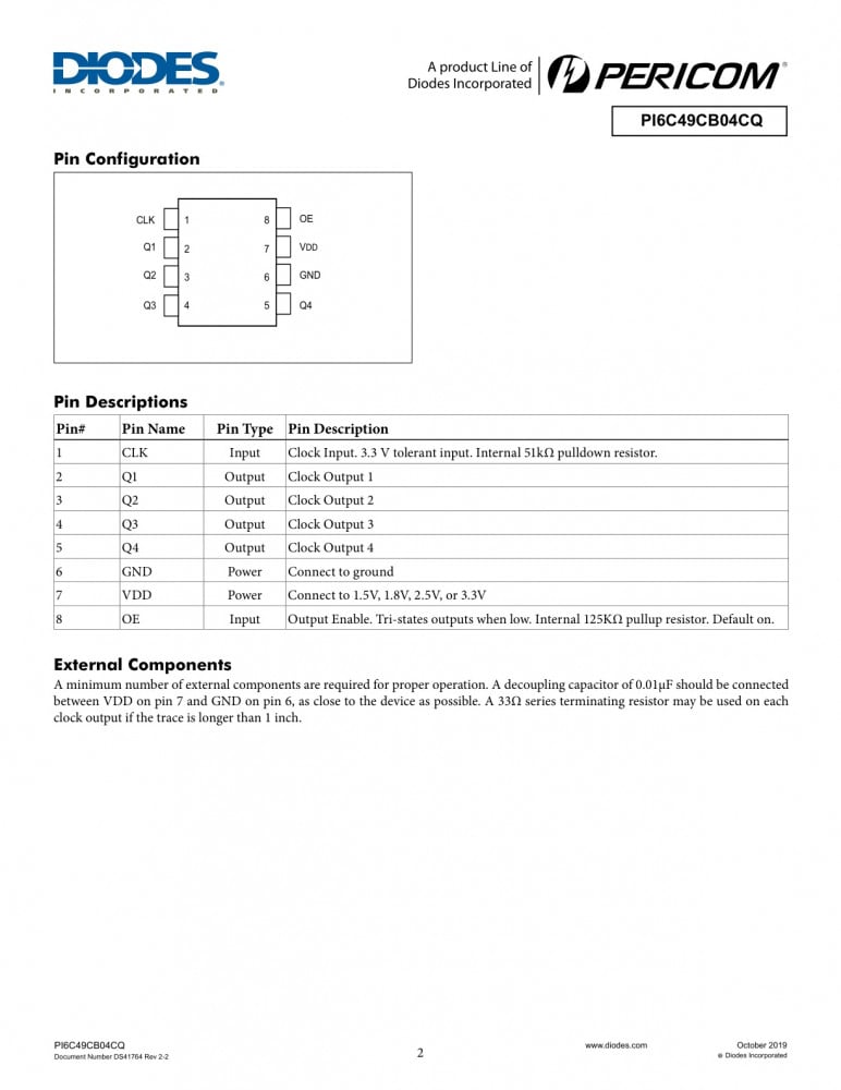 PI6C49CB04CQ2WEX datasheet page 2