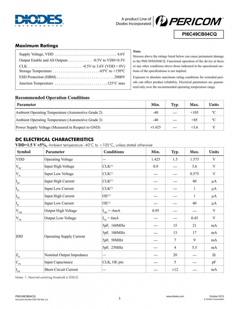 PI6C49CB04CQ2WEX datasheet page 3