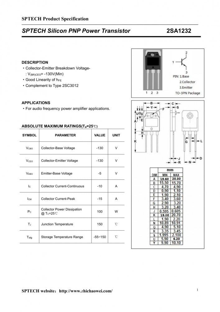 2SA1232 datasheet page 1