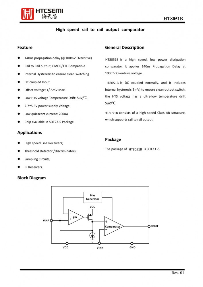 HT8051BRTZ datasheet page 1