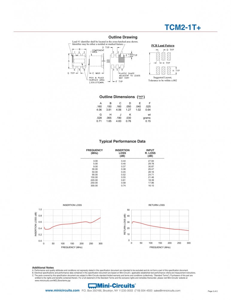 TCM2-1T+ technical document page 2