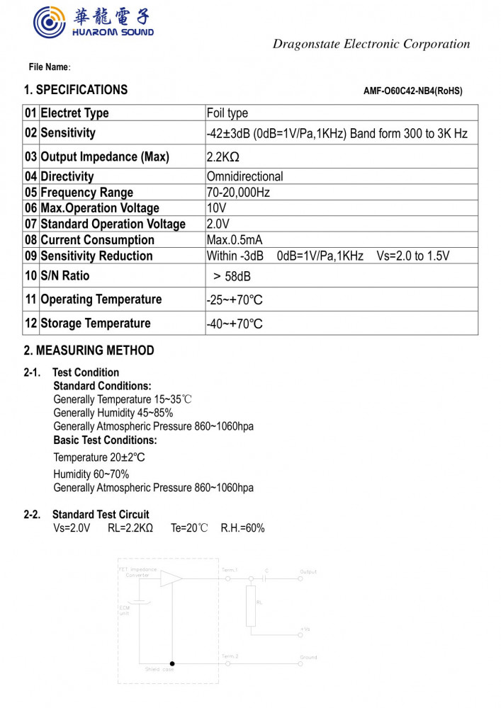 AMF-O60C42-NB4 specification document page 2