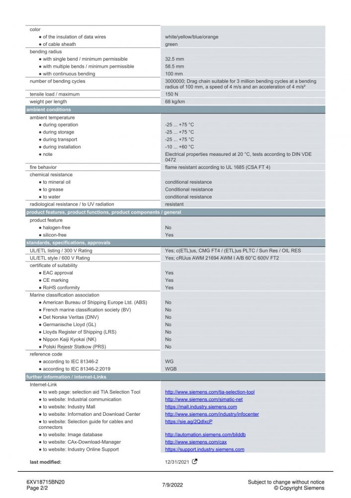 6XV18715BN20 technical document page 2