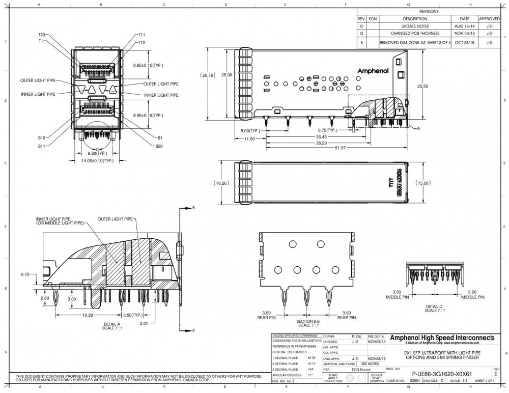 Amphenol UE86-3G1620 drawing page 2