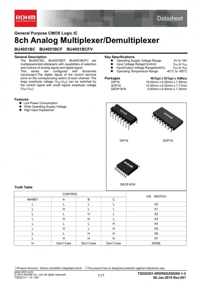 BU4051BCF-E2 datasheet page 1