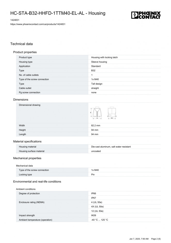 Phoenix Contact 1424831 technical document page 2