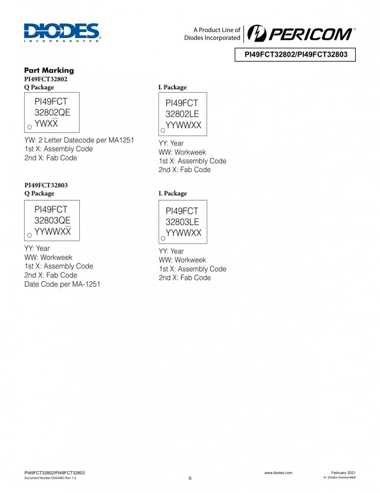 PI49FCT32803LEX datasheet page 6