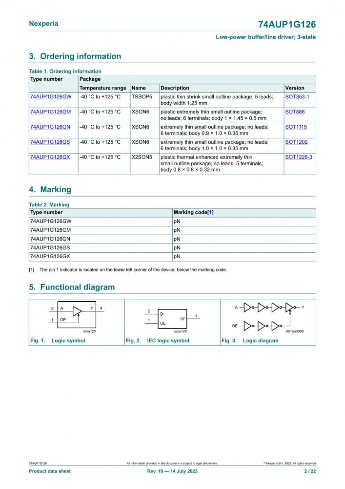 74AUP1G126GW,125 datasheet page 2