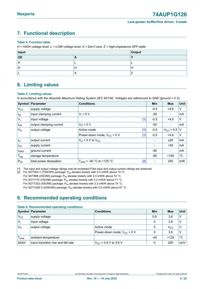 74AUP1G126GW,125 datasheet page 4