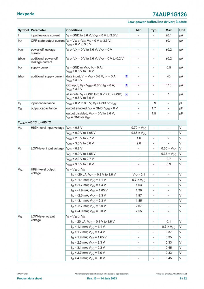 74AUP1G126GW,125 datasheet page 6