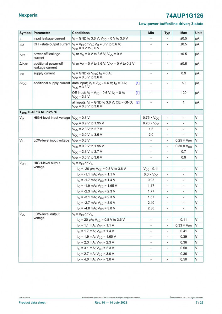 74AUP1G126GW,125 datasheet page 7