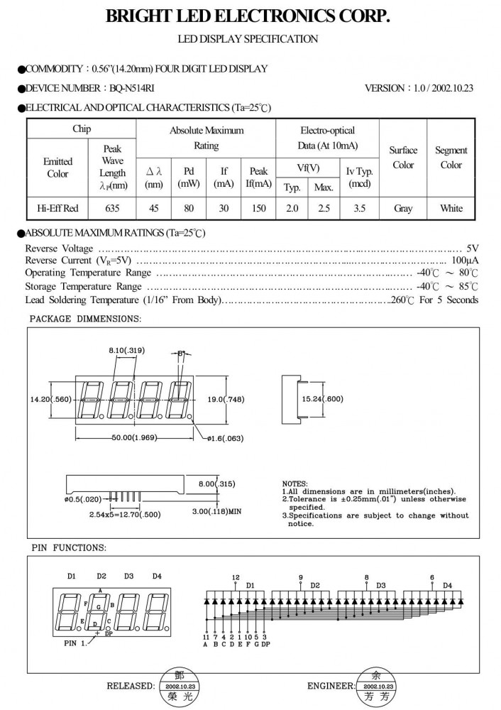 BQ-N514RI datasheet page 1