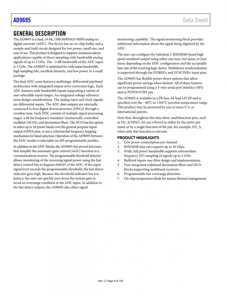 AD9695 document page 4