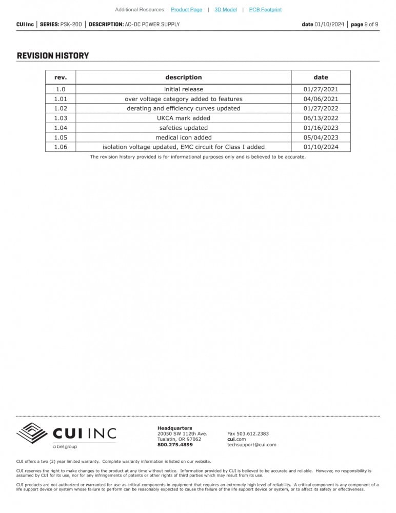 PSK-20D-3 datasheet page 9