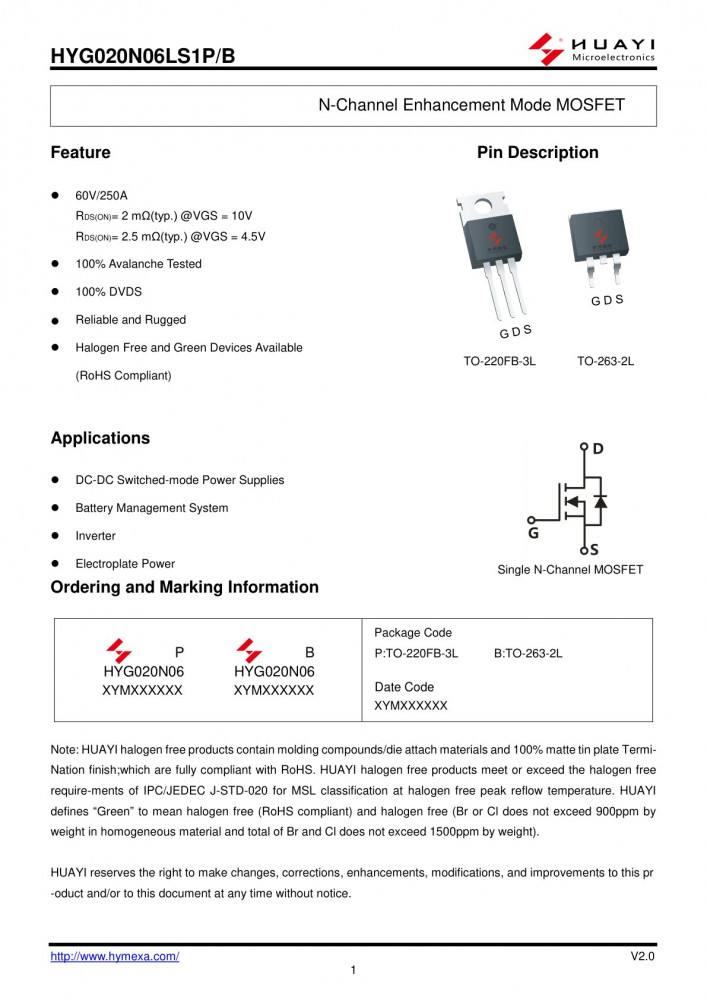 HYG020N06LS1B datasheet page 1