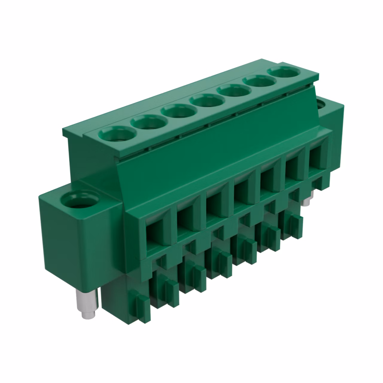 3.81mm Pitch Eurostyle Vertical Plug, with Retention Screws and Reverse Imprinting, Front Wire Entry, Green Housing, Gold (Au) Plated, 7 Circuits for sale